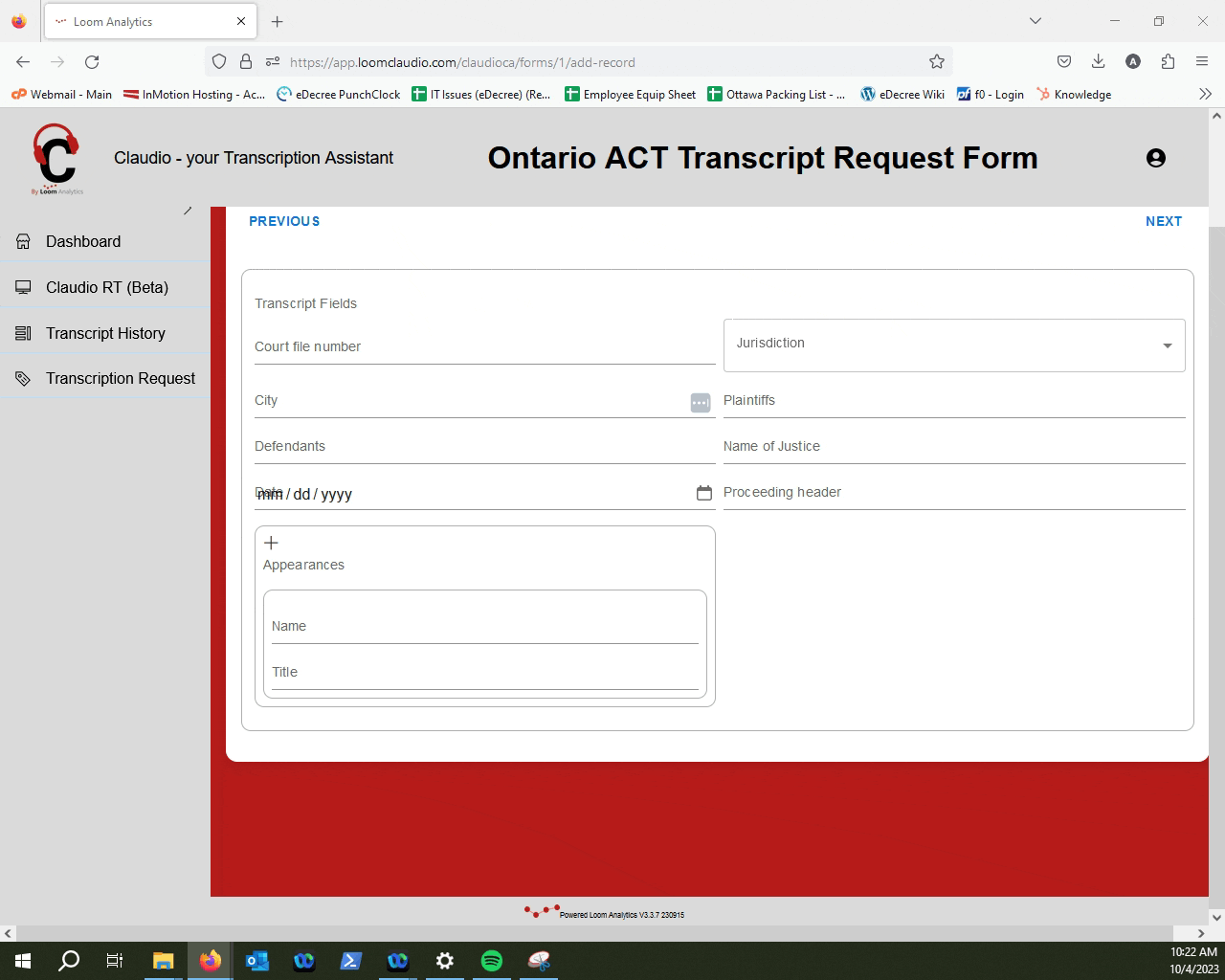 How can I request an ACT transcript through Claudio?